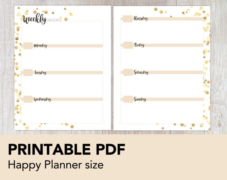 Weekly Reading Template - Planning Faith Co.