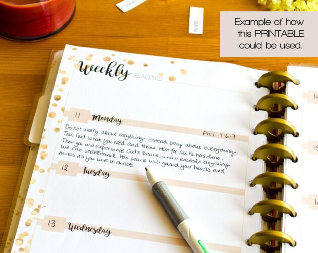 Weekly Reading Template - Planning Faith Co.